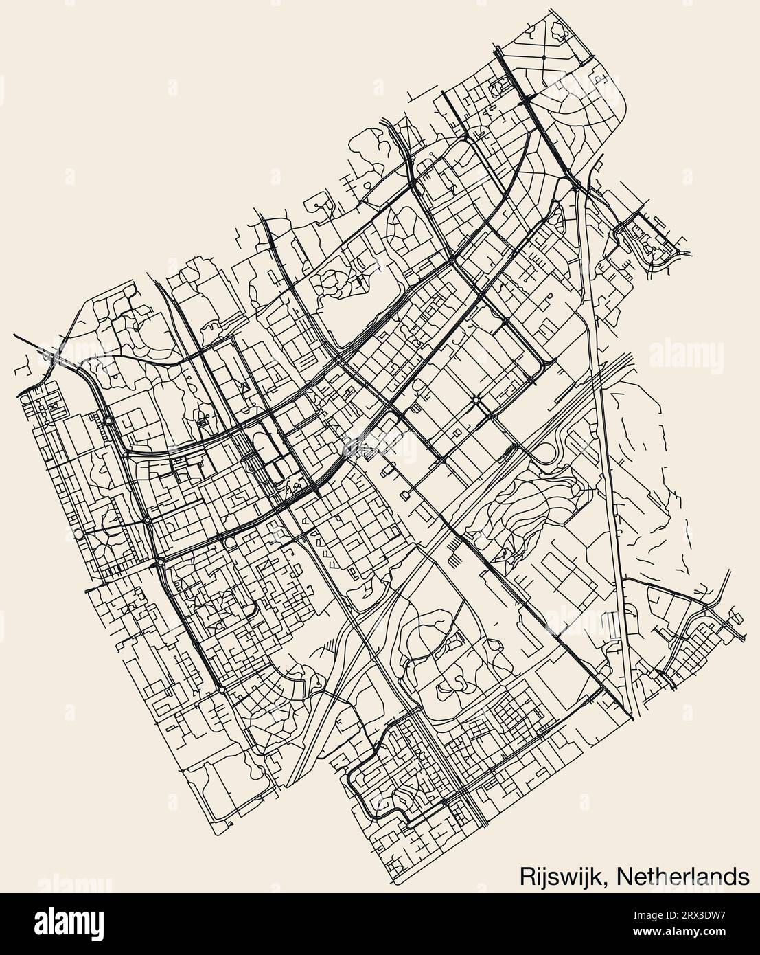 Street roads map of RIJSWIJK, NETHERLANDS Stock Vector Image & Art - Alamy
