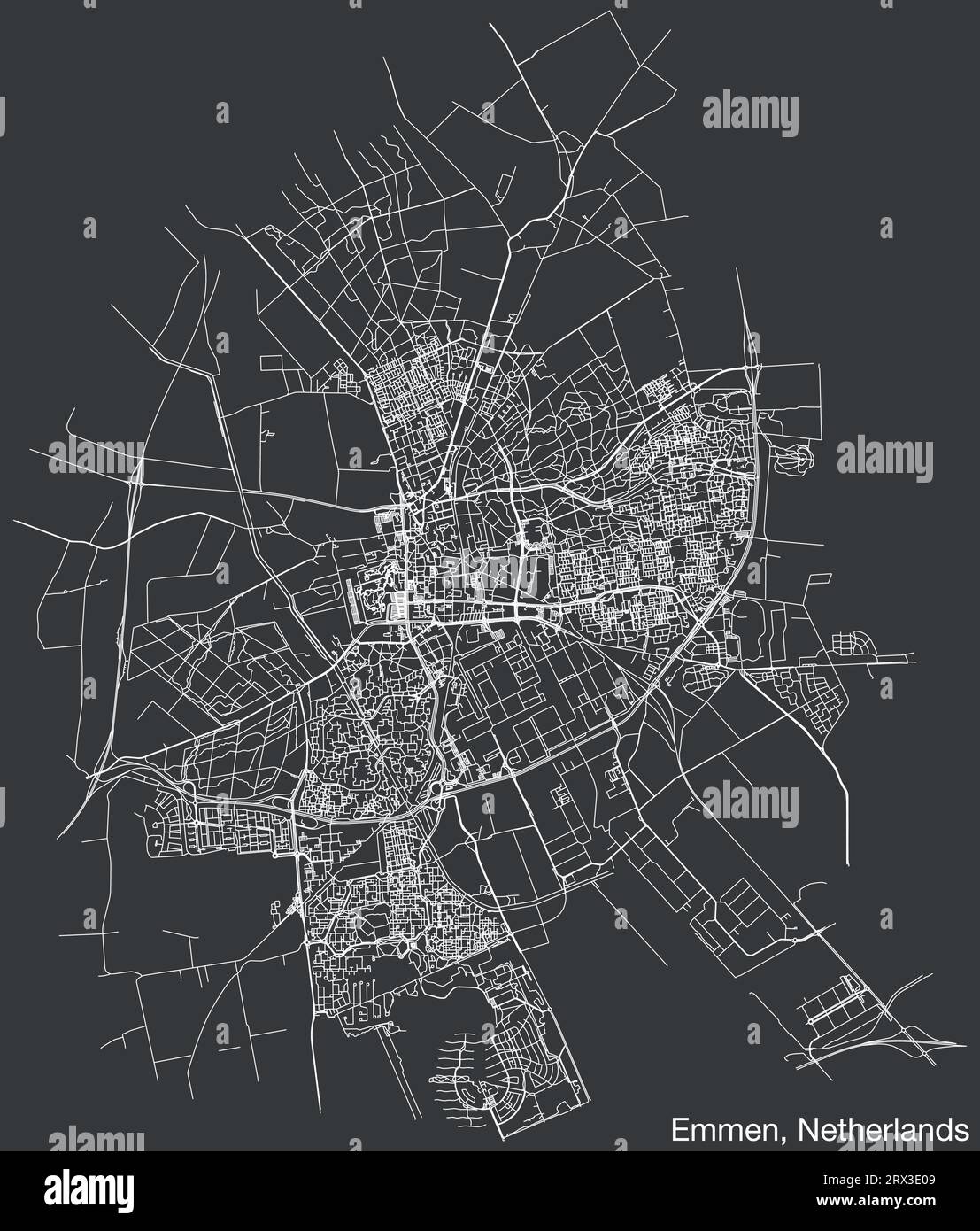 Street roads map of EMMEN, NETHERLANDS Stock Vector Image & Art - Alamy