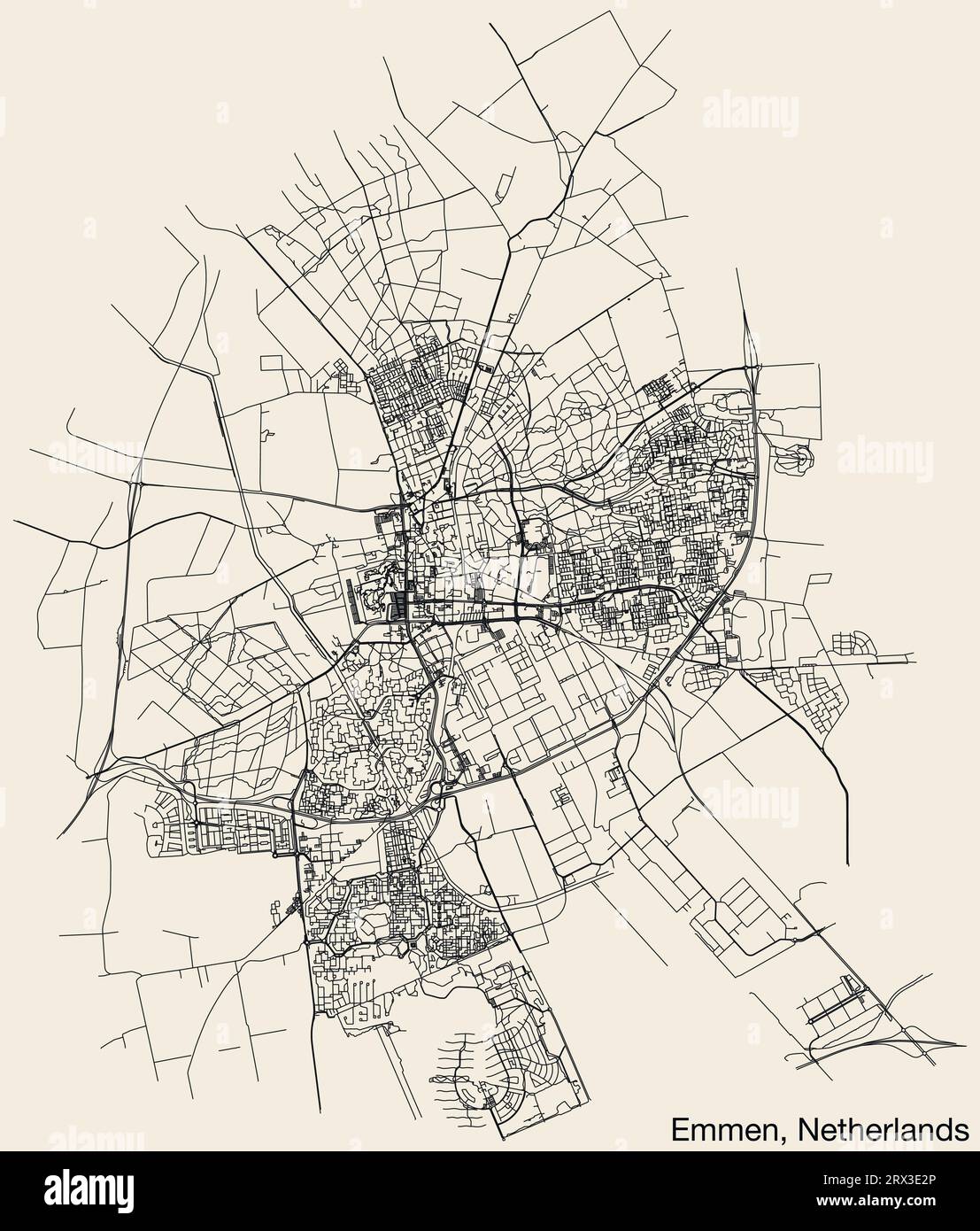 Street roads map of EMMEN, NETHERLANDS Stock Vector Image & Art - Alamy