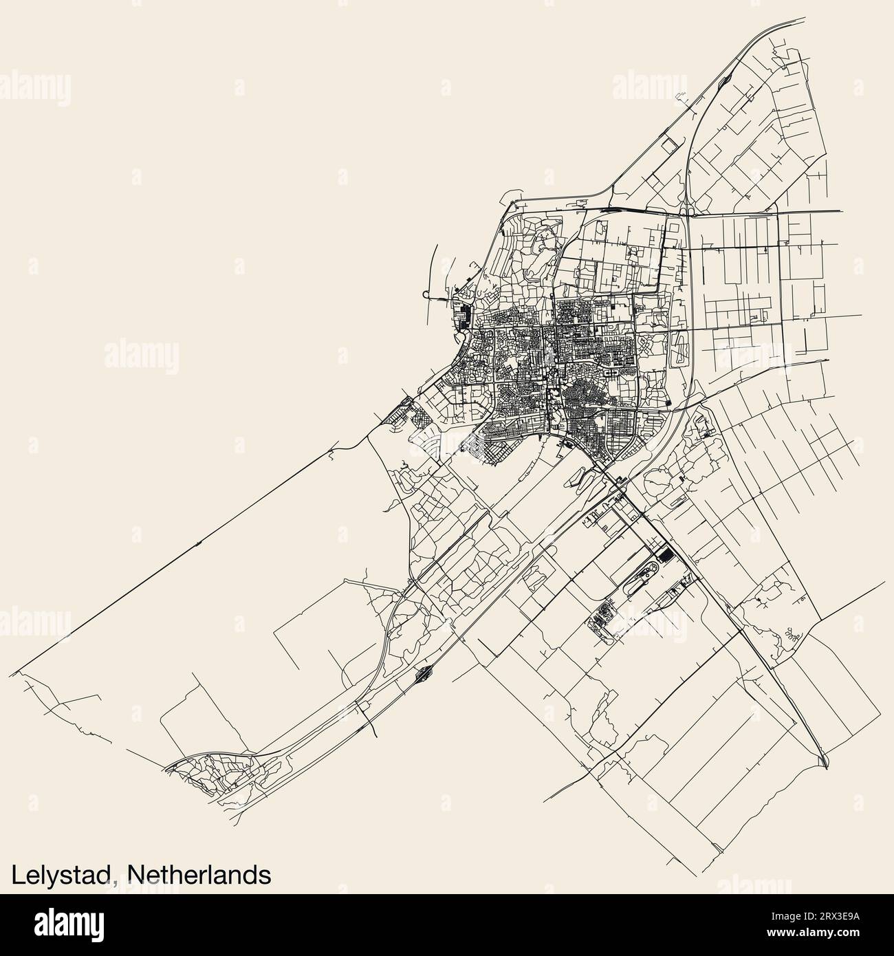 Street roads map of LELYSTAD, NETHERLANDS Stock Vector Image & Art - Alamy