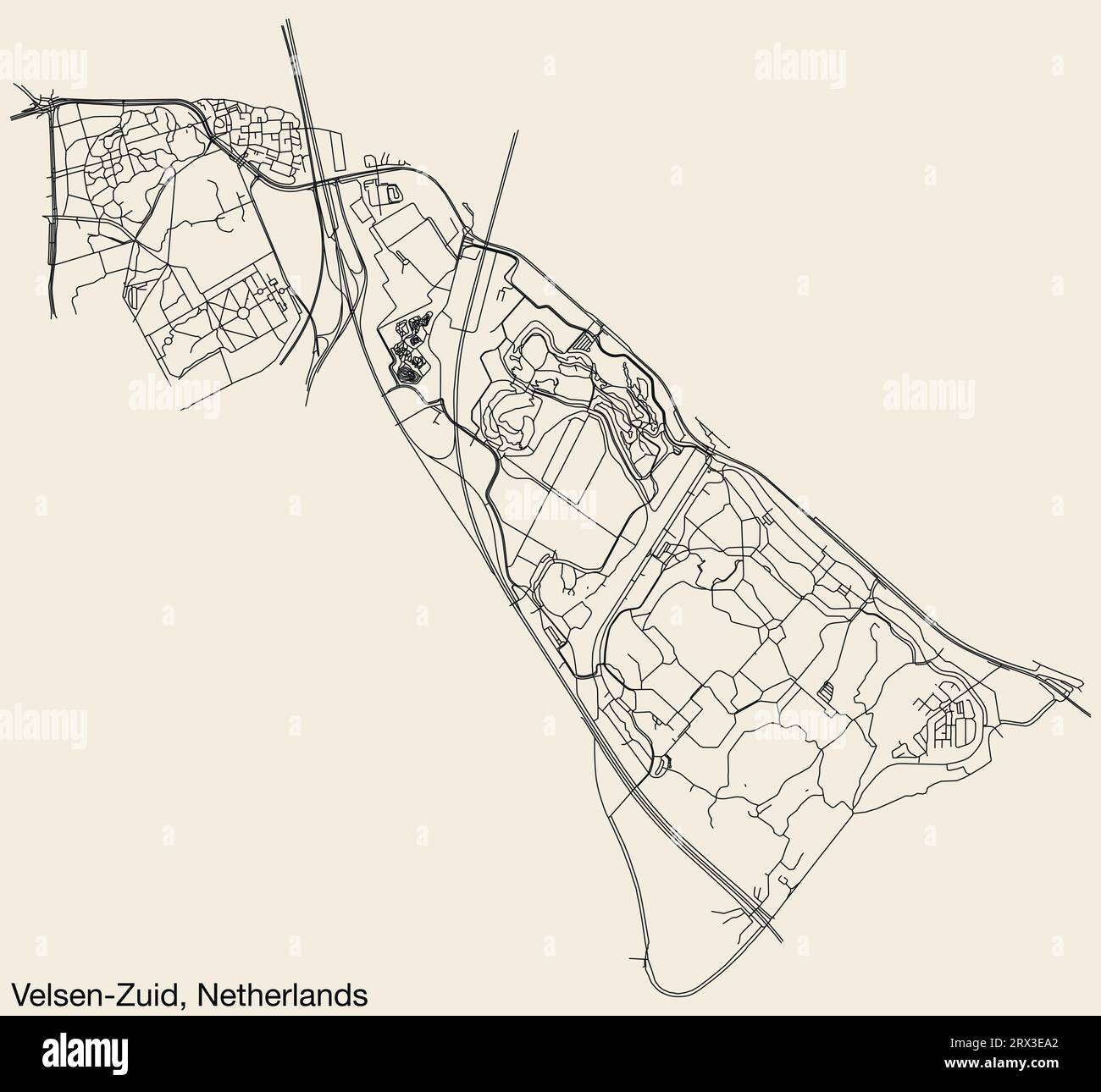 Street roads map of VELSEN-ZUID, NETHERLANDS Stock Vector Image & Art ...
