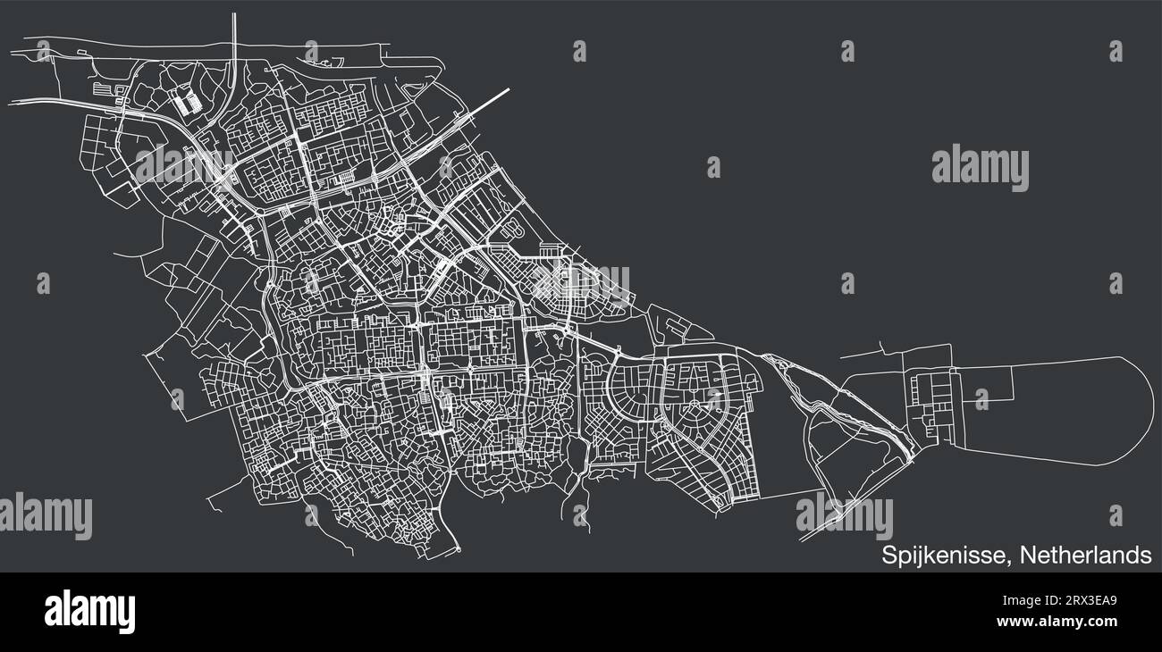 Street roads map of SPIJKENISSE, NETHERLANDS Stock Vector Image & Art ...