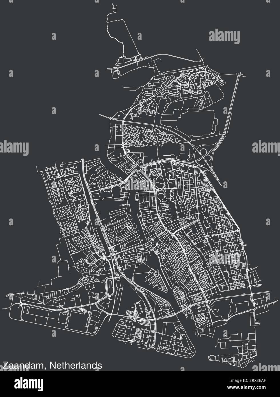 Street roads map of ZAANDAM, NETHERLANDS Stock Vector Image & Art - Alamy