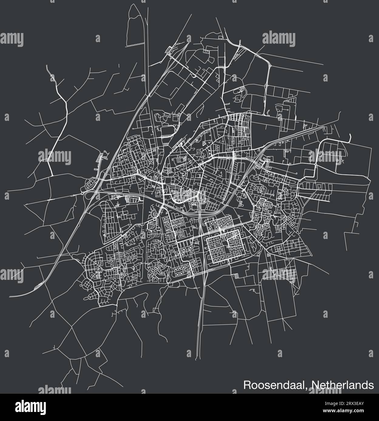 Street roads map of ROOSENDAAL, NETHERLANDS Stock Vector Image & Art ...