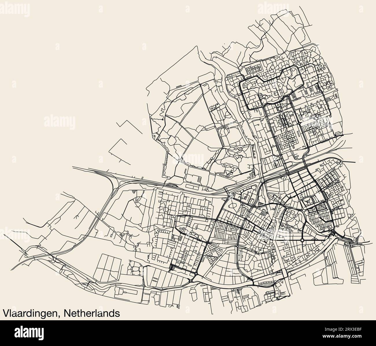 Street roads map of VLAARDINGEN, NETHERLANDS Stock Vector Image & Art ...