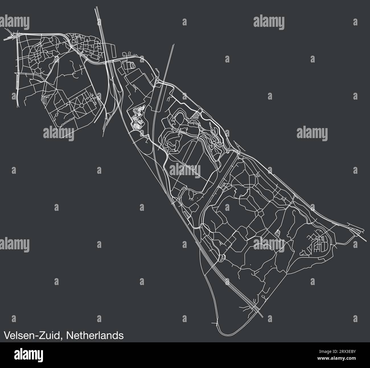 Street roads map of VELSEN-ZUID, NETHERLANDS Stock Vector Image & Art ...