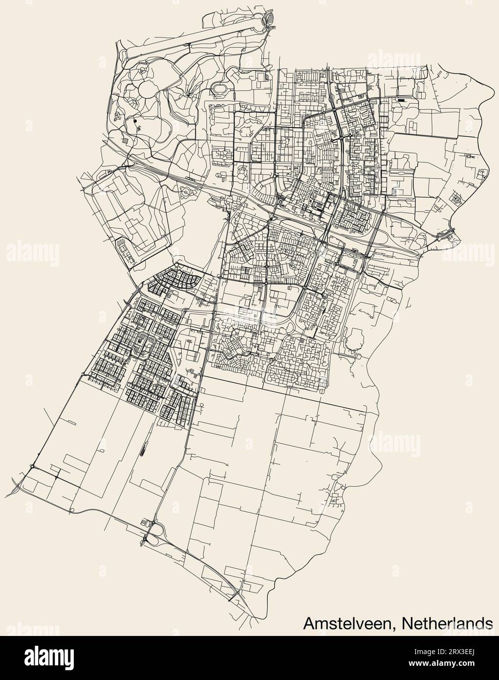 Street roads map of AMSTELVEEN, NETHERLANDS Stock Vector Image & Art ...