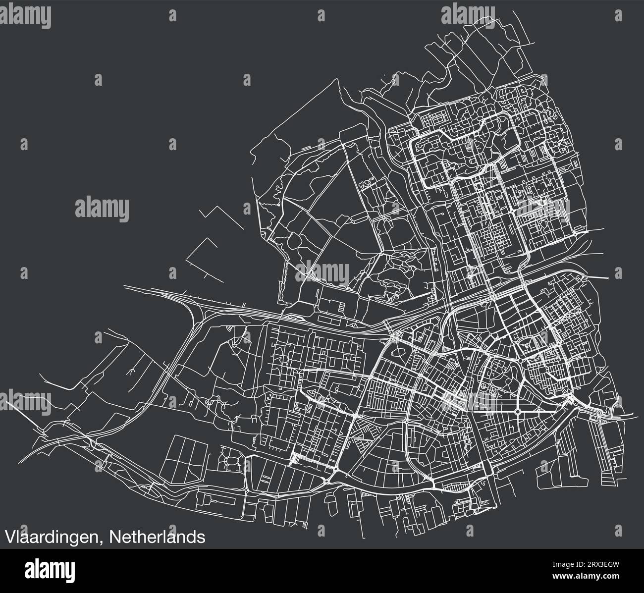 Street roads map of VLAARDINGEN, NETHERLANDS Stock Vector Image & Art ...