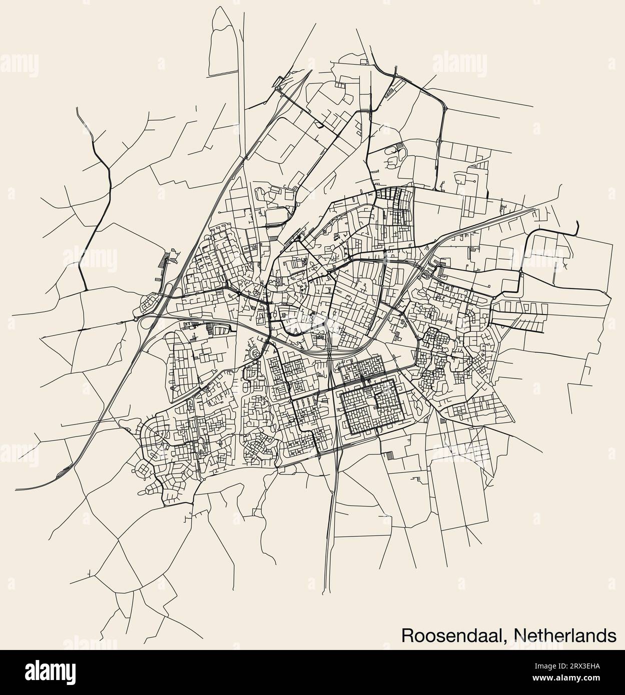 Street roads map of ROOSENDAAL, NETHERLANDS Stock Vector Image & Art ...