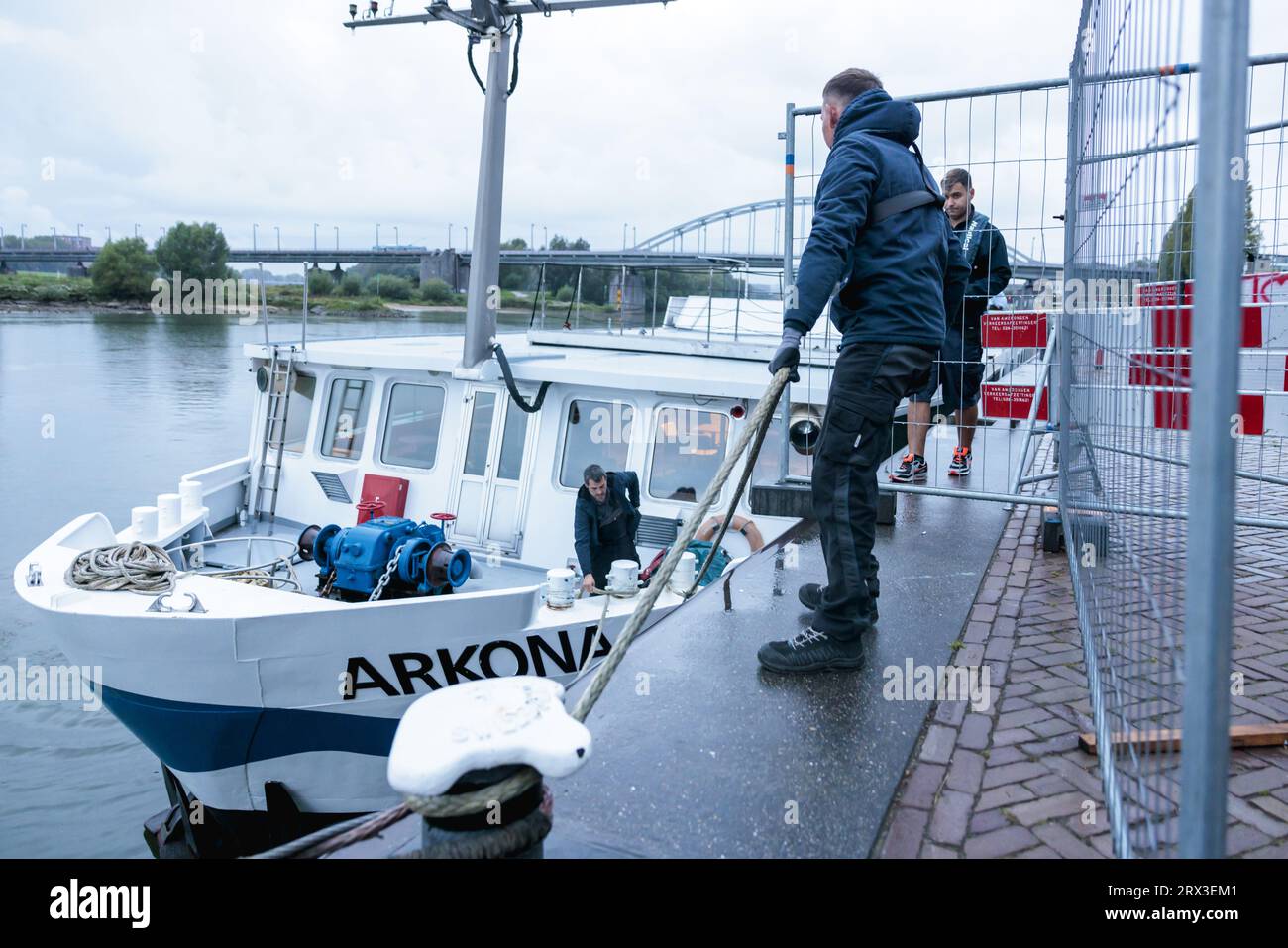 ARNHEM - The German cruise ship Arkona moors next to other ships that ...