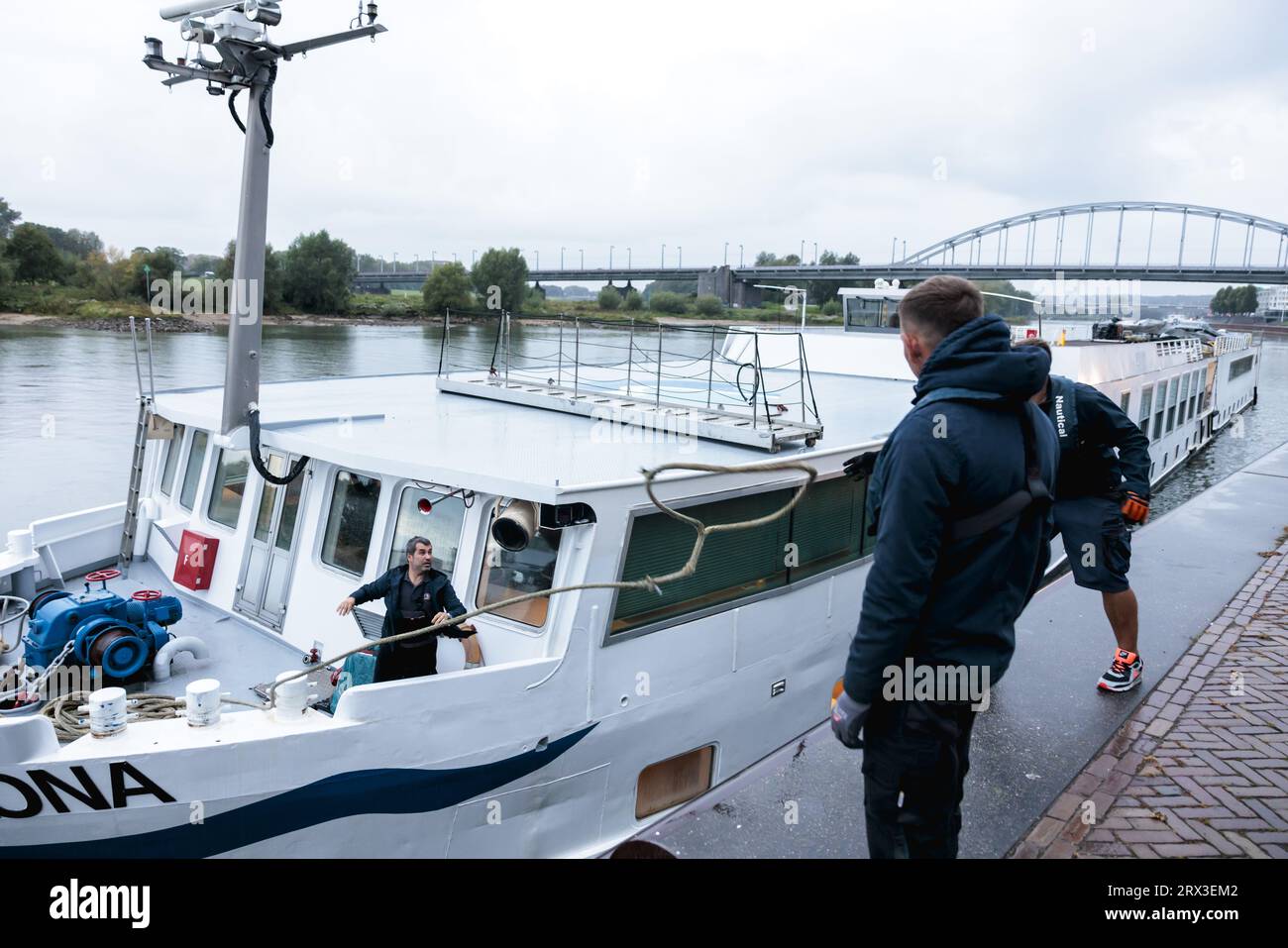 ARNHEM - The German cruise ship Arkona moors next to other ships that ...