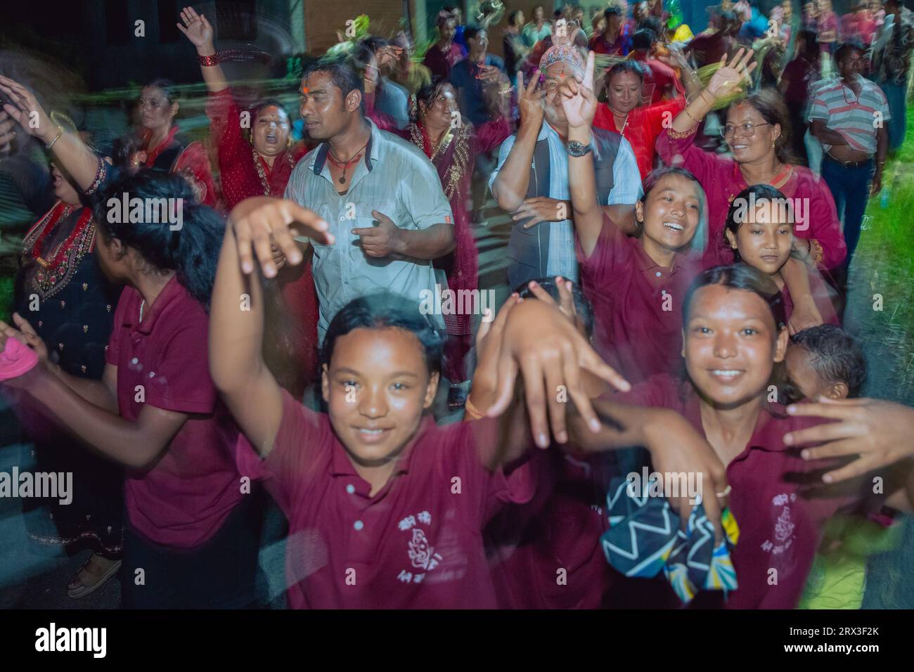 Nepal. 22nd Sep, 2023. People dance and celebrate as the members of ...