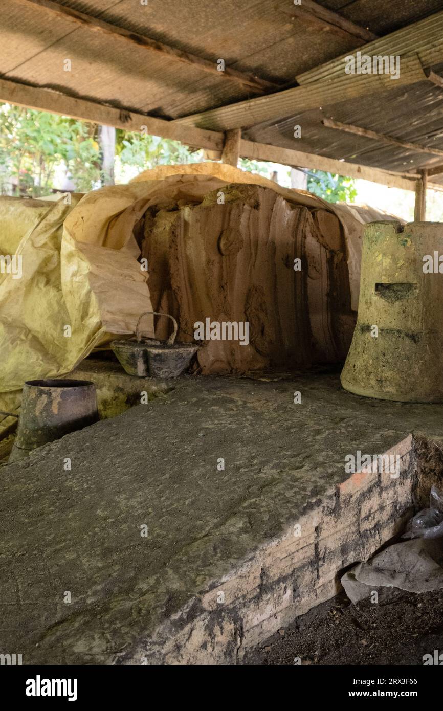 Large block of clay used for making clay bucket stoves by hand in ...