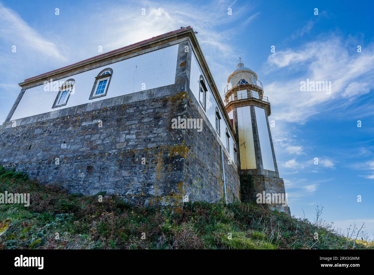 Ons Island Lighthouse in the province of Pontevedra, in Galicia, Spain ...