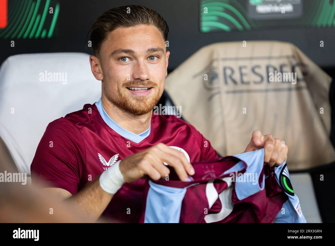 Matty Cash of Aston Villa seen during the UEFA Europa Conference League ...