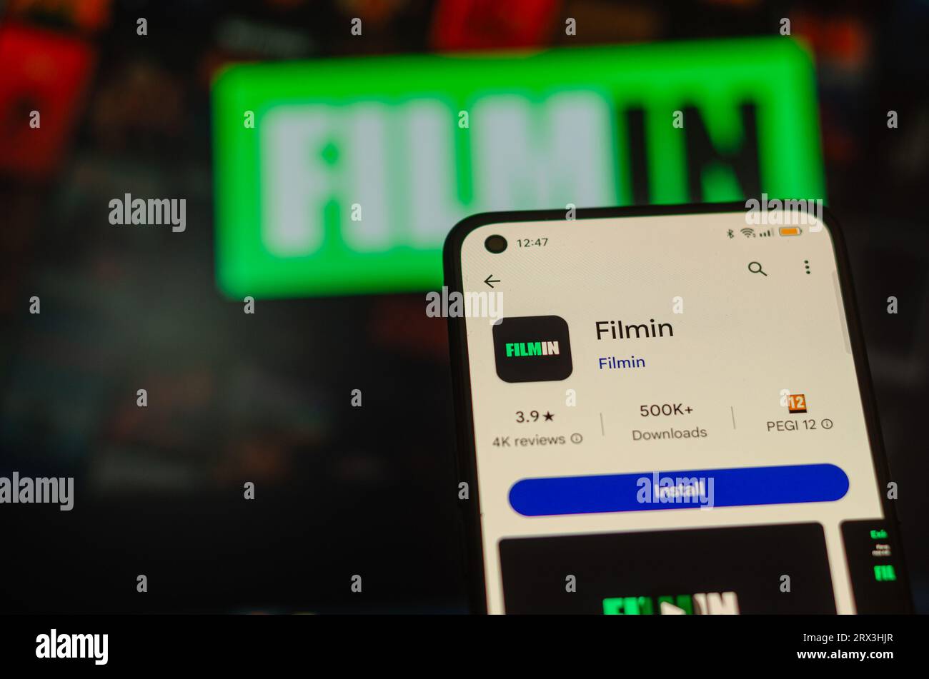 Vigo, Spain. 09 22 2023: Smartphone with the Filmin app installer on ...