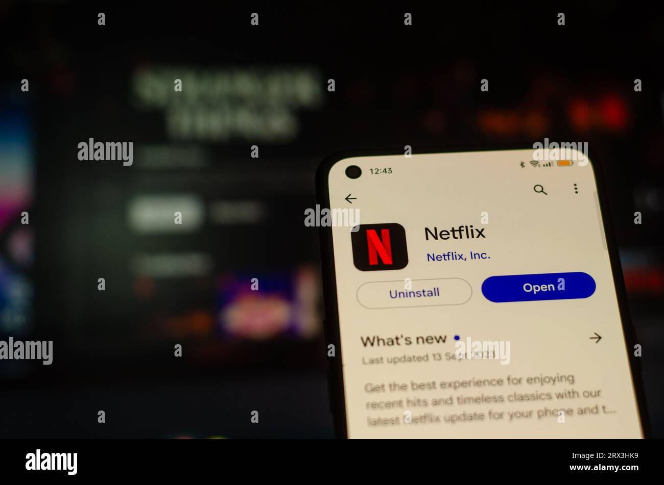 Vigo, Spain. 09 22 2023: Smartphone with the Netflix app installer on ...