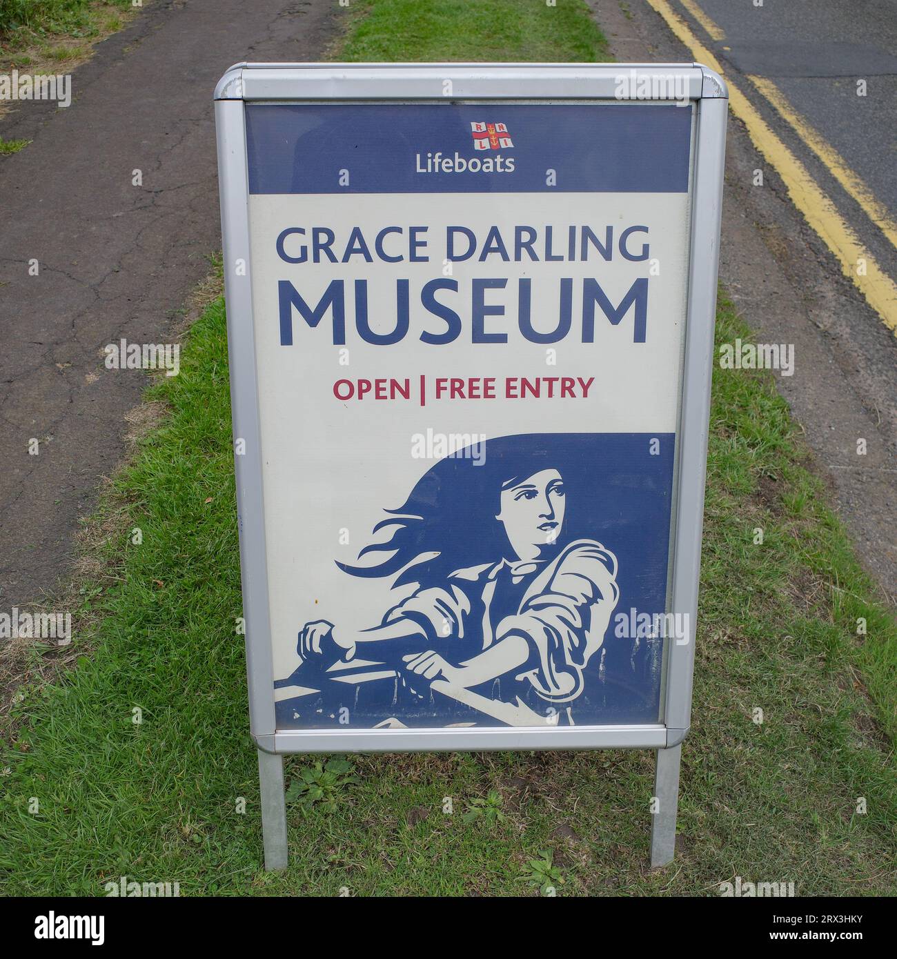 Bamburgh, England - 13 July, 2023: Entrance to the Grace Darling Museum ...