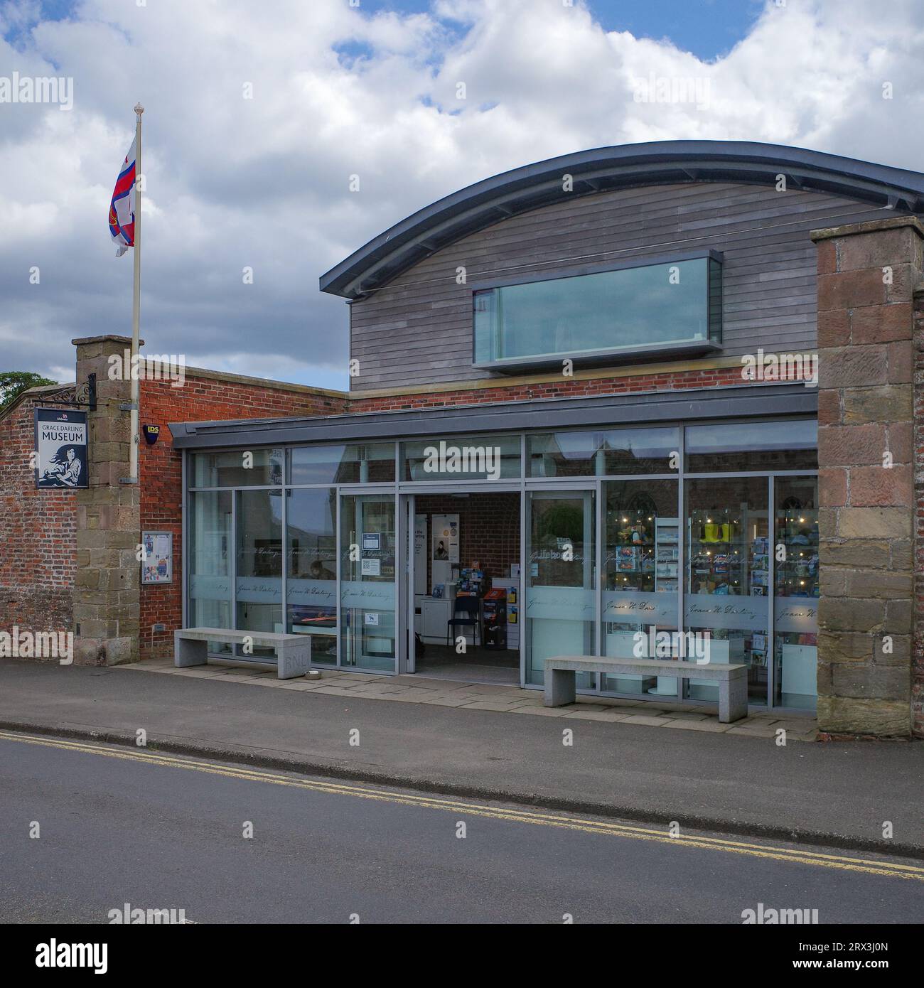 Bamburgh, England - 13 July, 2023: Entrance to the Grace Darling Museum ...