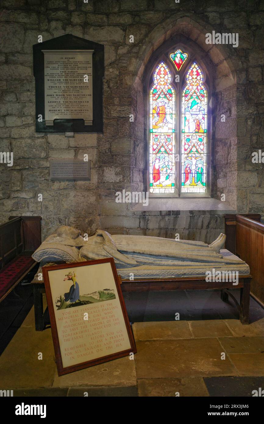 Bamburgh, England - 13 July, 2023: Grace Darling memorial in St Aidans ... Bamburgh, England - 13 July, 2023: Grace Darling memorial in St Aidans ...