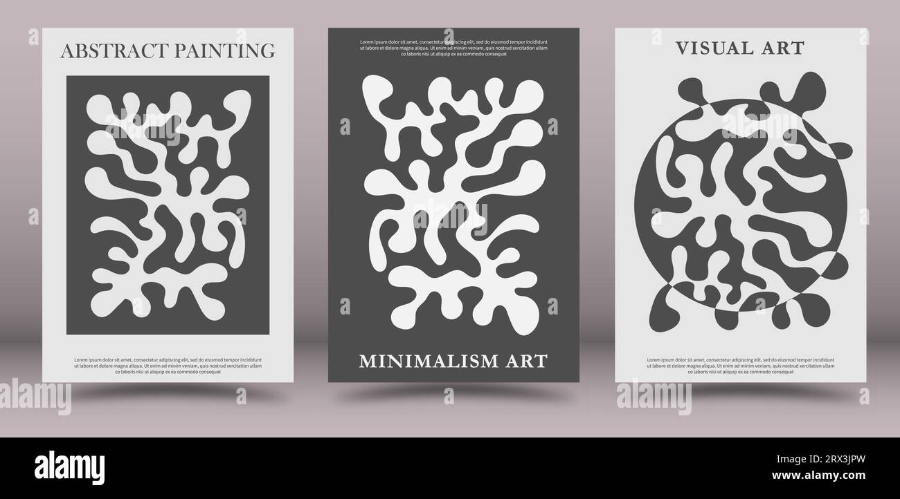 A set of paintings of abstract fine art. A minimalist design layout for ...