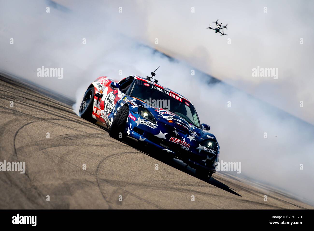 Taylor Hull races his Chevrolet Corvette through a corner during round ...