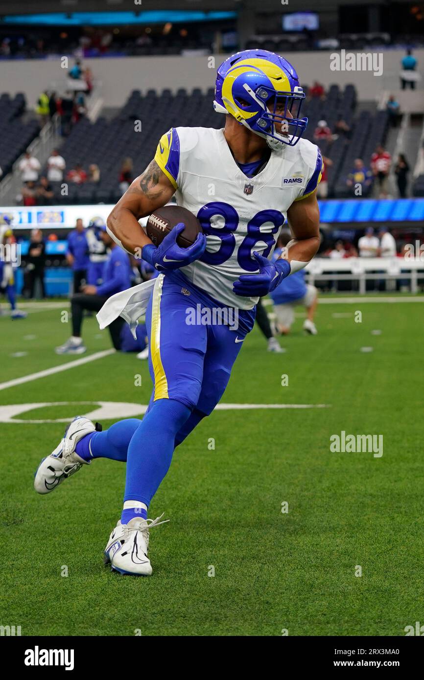 Los Angeles Rams tight end Brycen Hopkins before of an NFL football ...