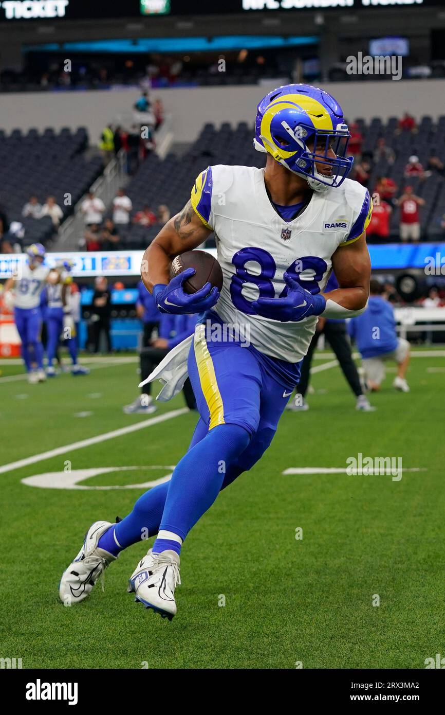Los Angeles Rams tight end Brycen Hopkins before of an NFL football ...