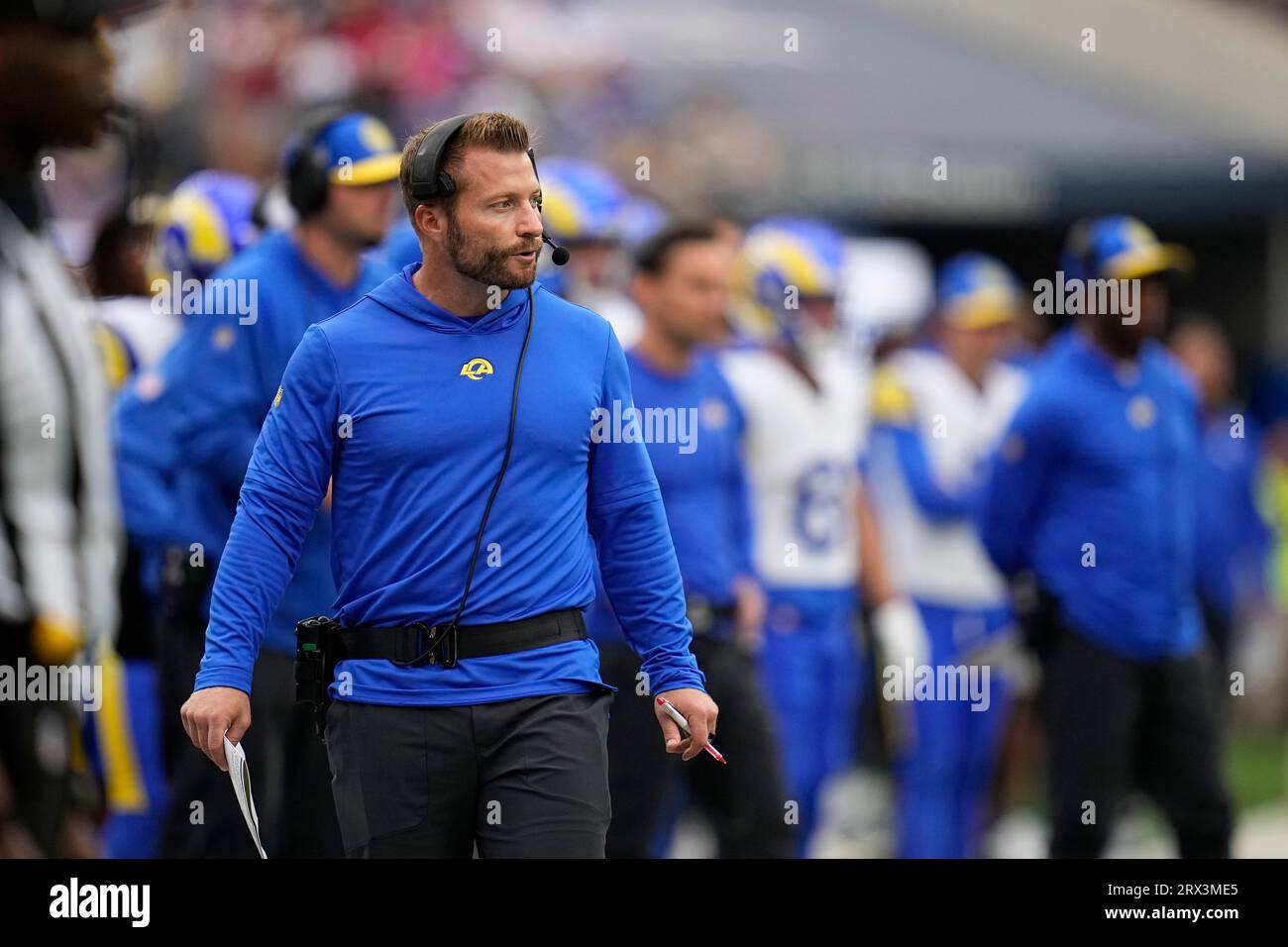 Los Angeles Rams head coach Sean McVay during the first half of an NFL ...