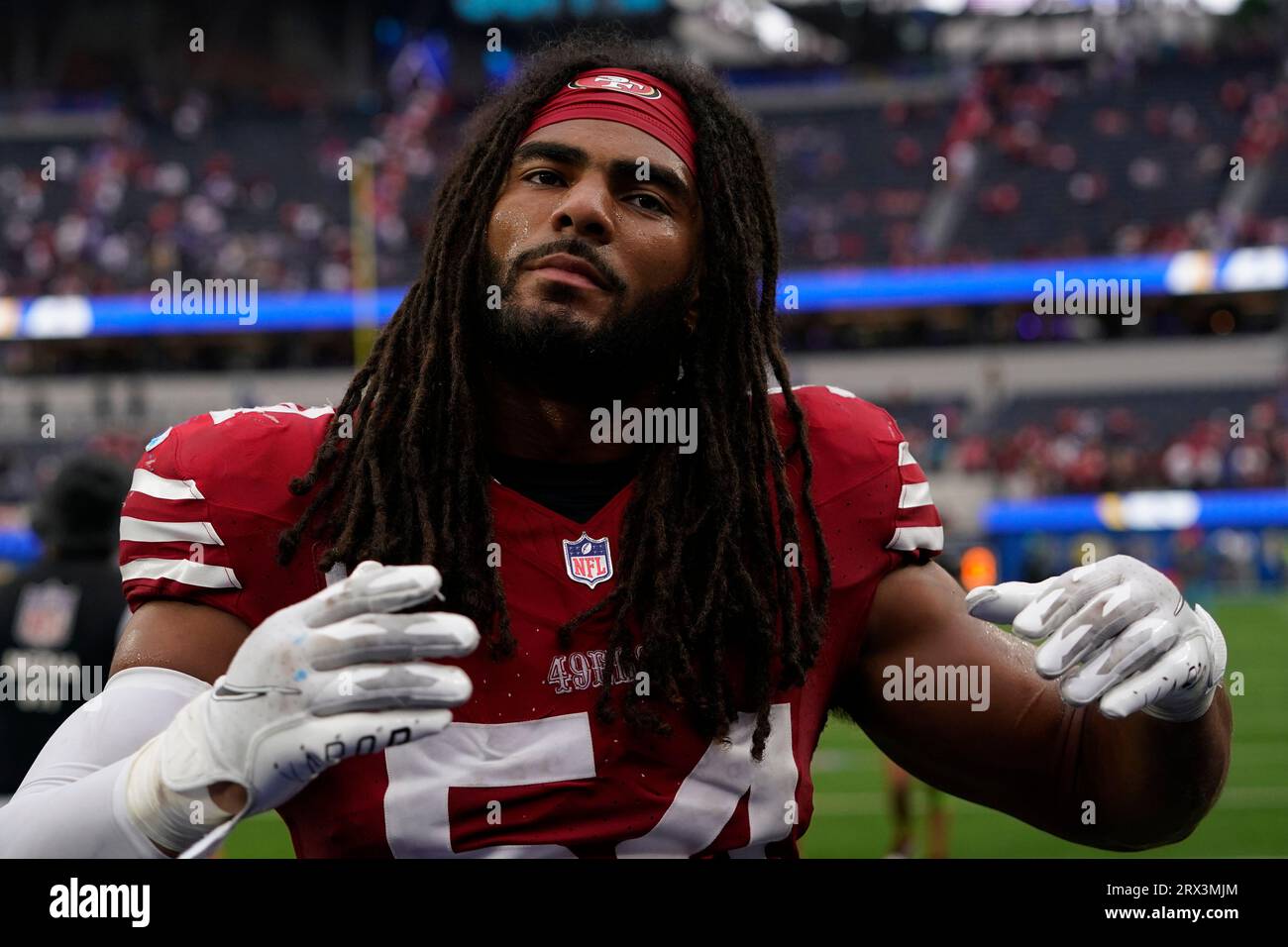 San Francisco 49ers linebacker Fred Warner after an NFL football game ...