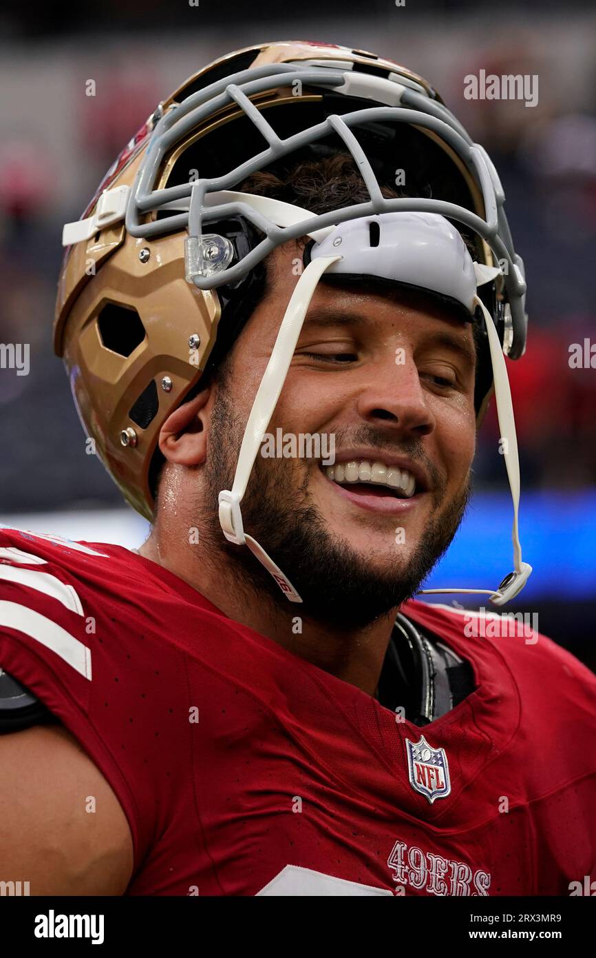 San Francisco 49ers defensive end Nick Bosa after an NFL football game ...