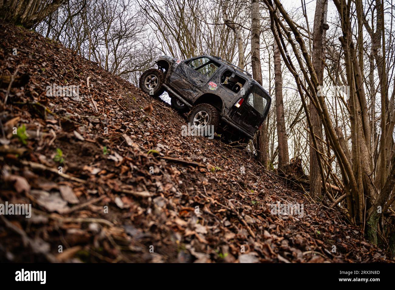 4x4 off-road rally, rally car overcoming obstacles Stock Photo - Alamy