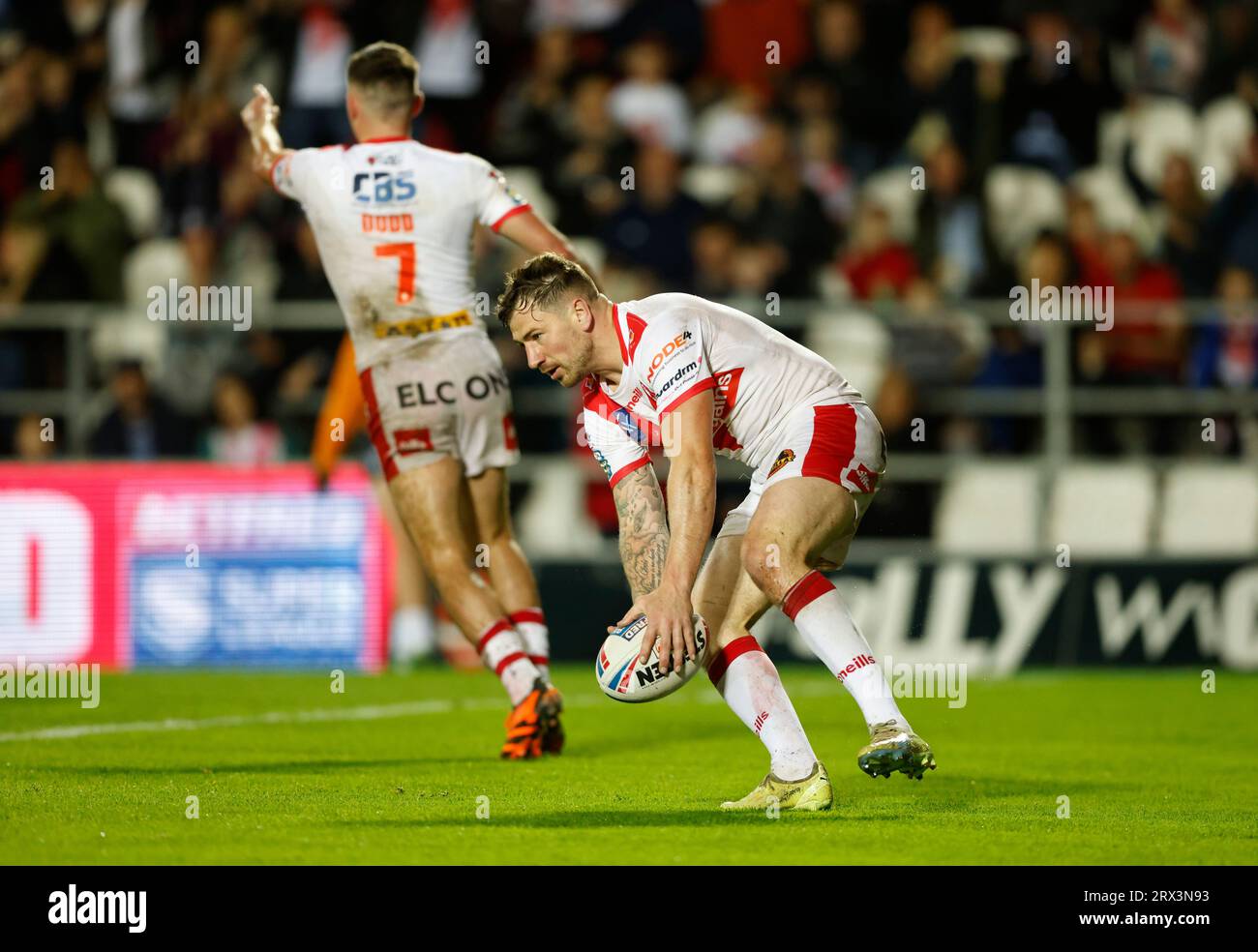 St Helen's Mark Percival scores his sides first try during the Betfred ...