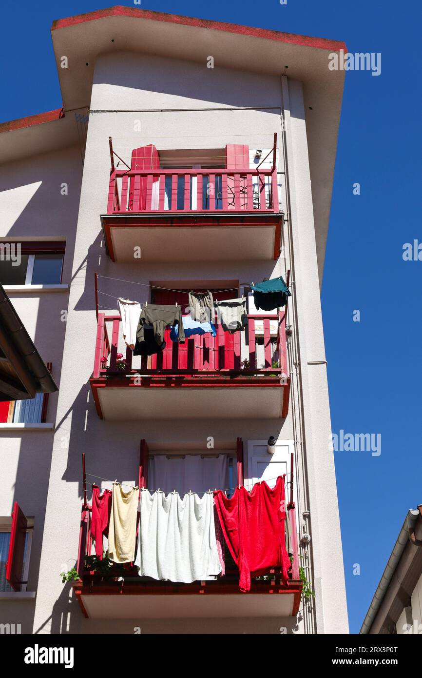 Traditional basque houses in Hondarribia, a small town near French ...