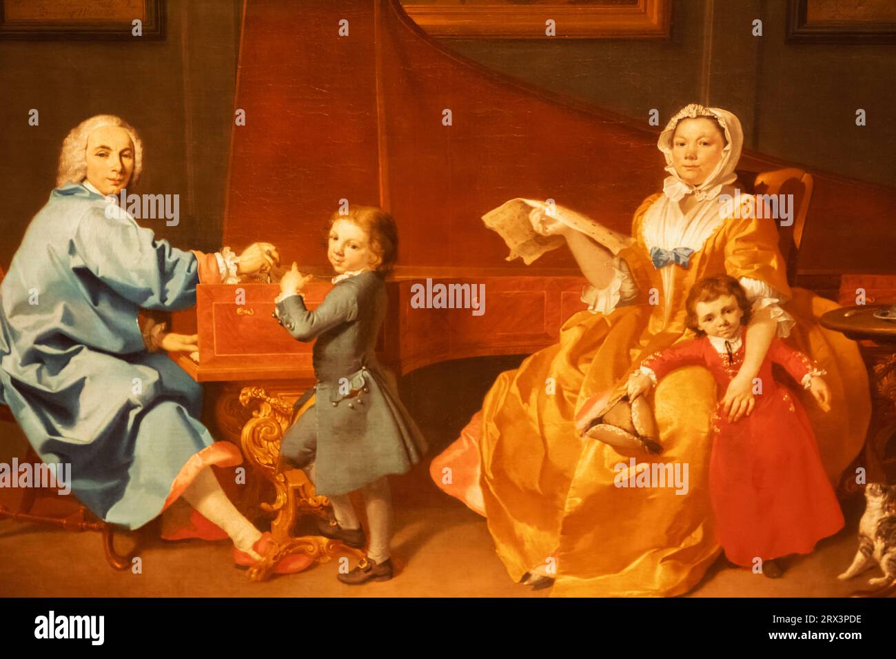 England, London, Portrait of The Shudi Family by Marcus Tuscher dated ...