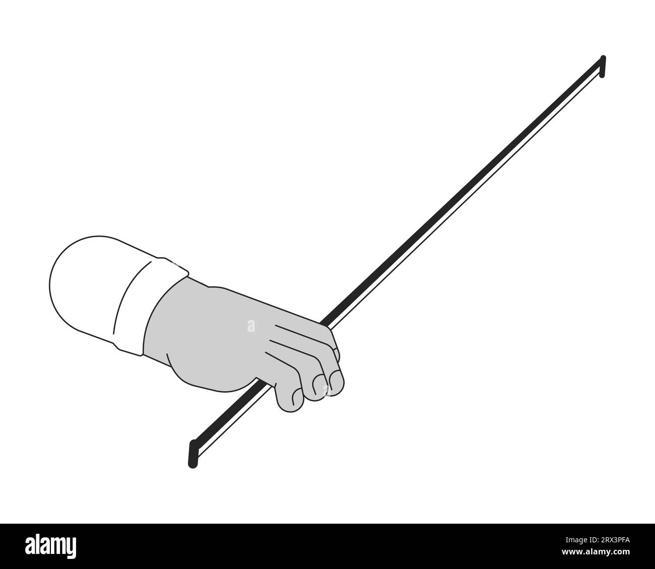 Violin bow holding cartoon human hand outline illustration Stock Vector ...