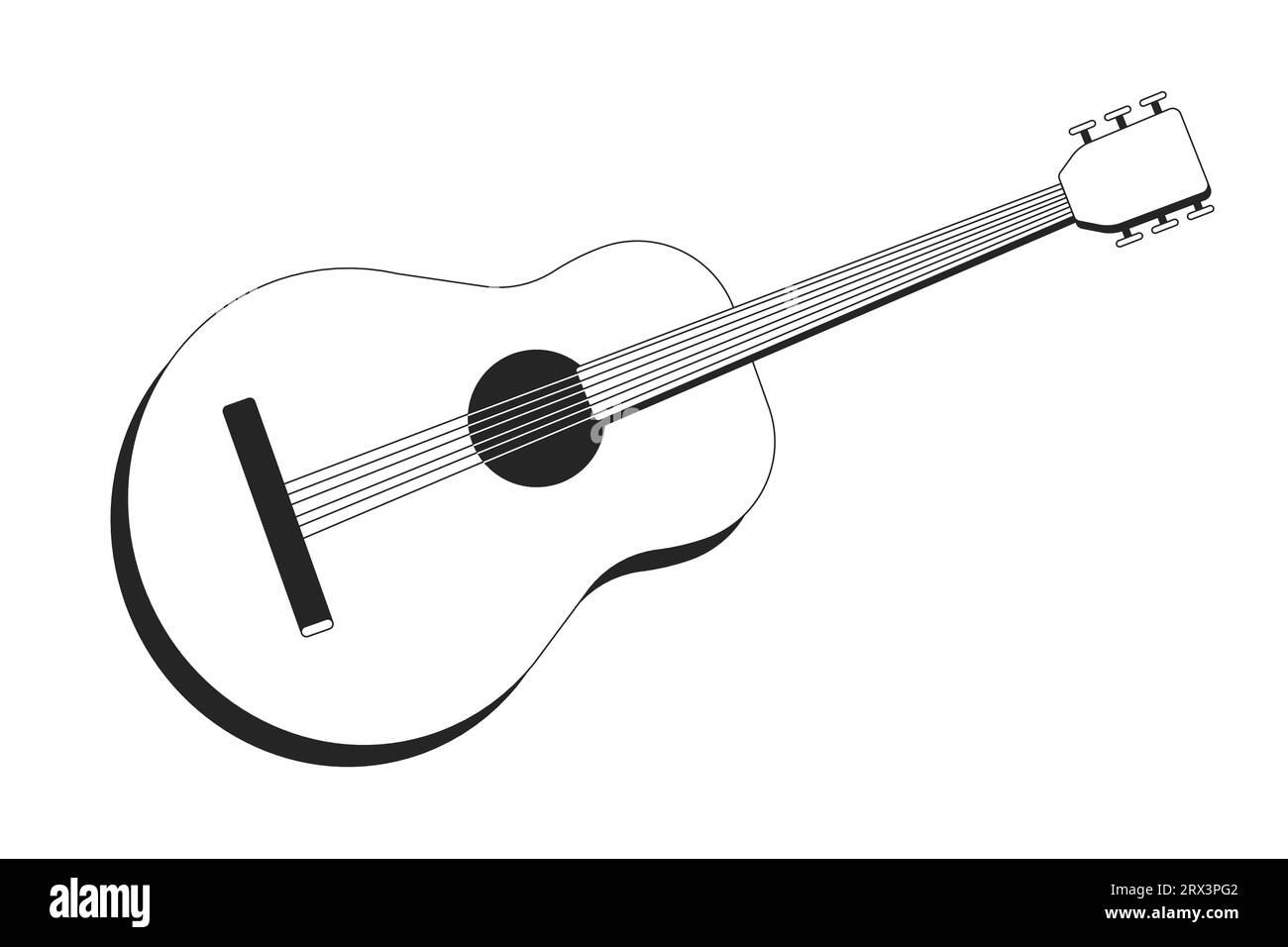 Acoustic guitar black and white 2D line cartoon object Stock Vector ...