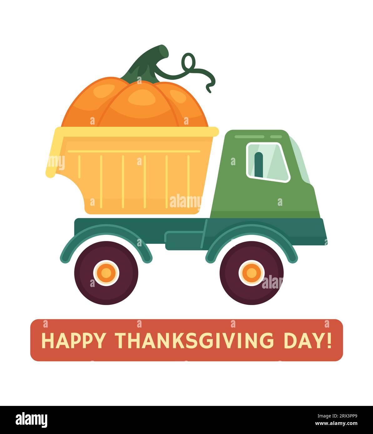 Fall harvest pumpkin truck 2D illustration concept Stock Vector Image ...