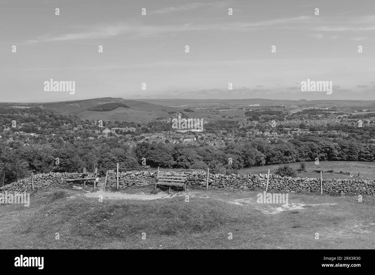 View from Buxton Country Park of Buxton town in the Peak District Stock ...
