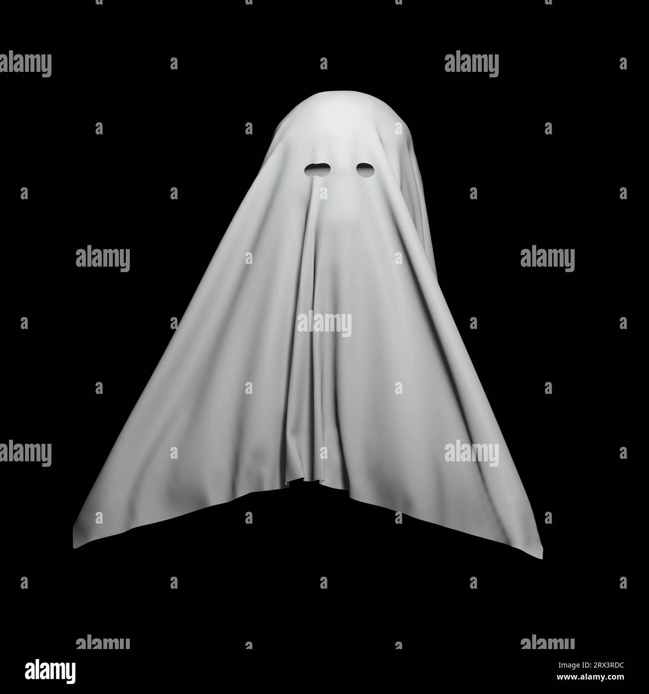 Black and white spooky scary Halloween ghost. 3D render illustration ...