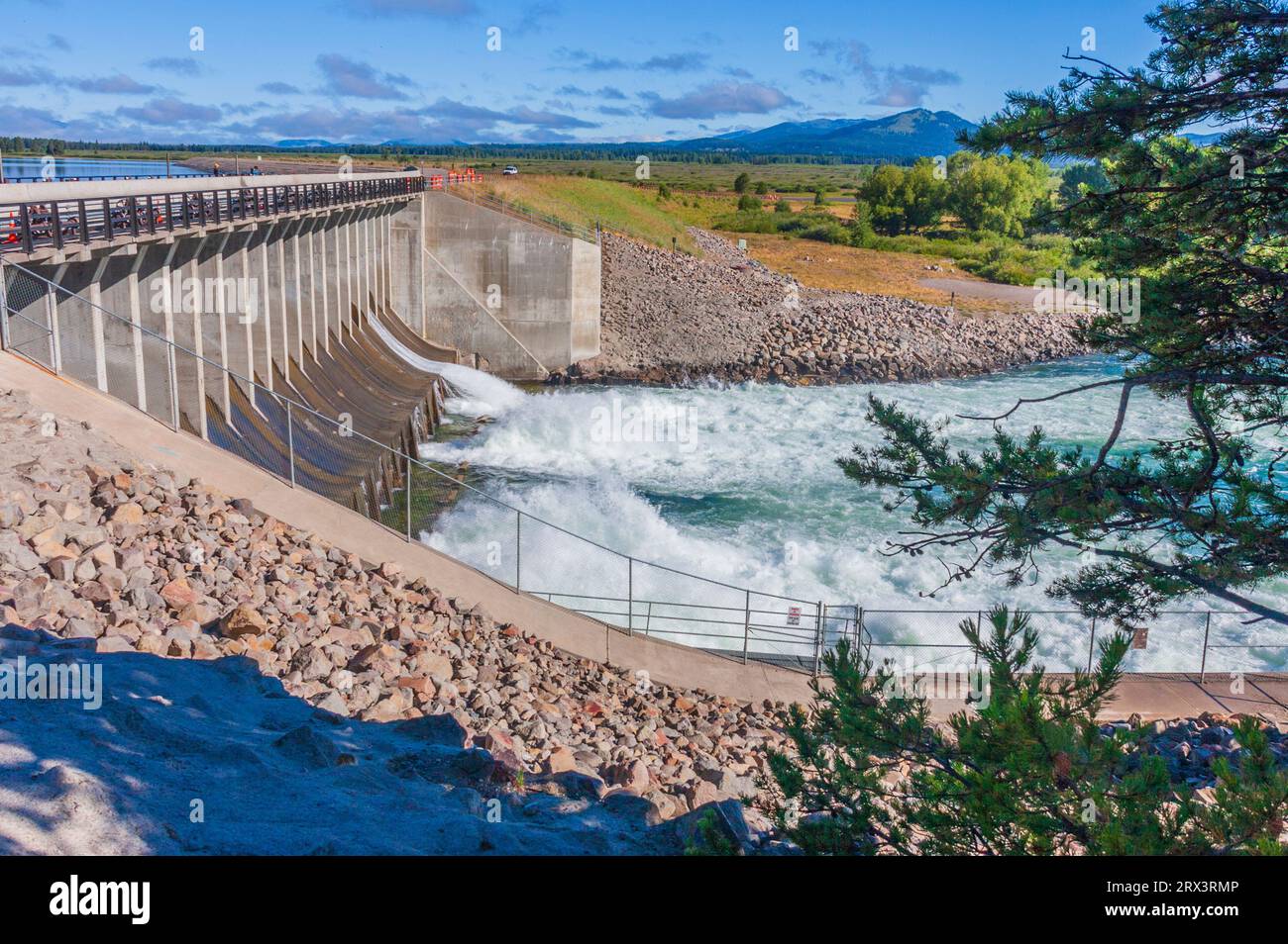 Lake Jackson dam on the Snake River in northwestern Wyoming. The lake ...