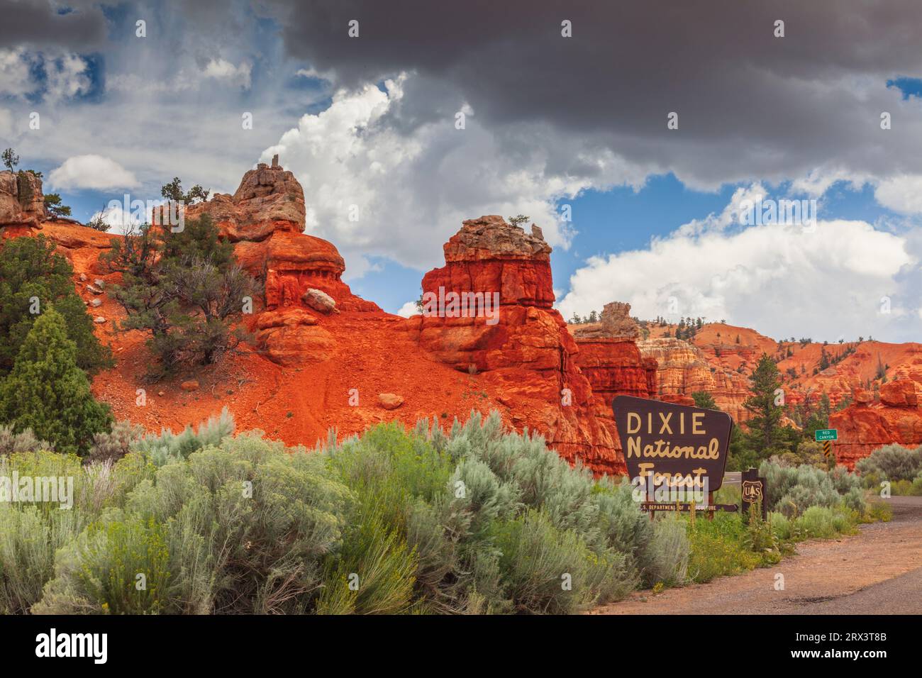 Red Rock Canyon on scenic highway 12 in Dixie National Forest in Utah ...