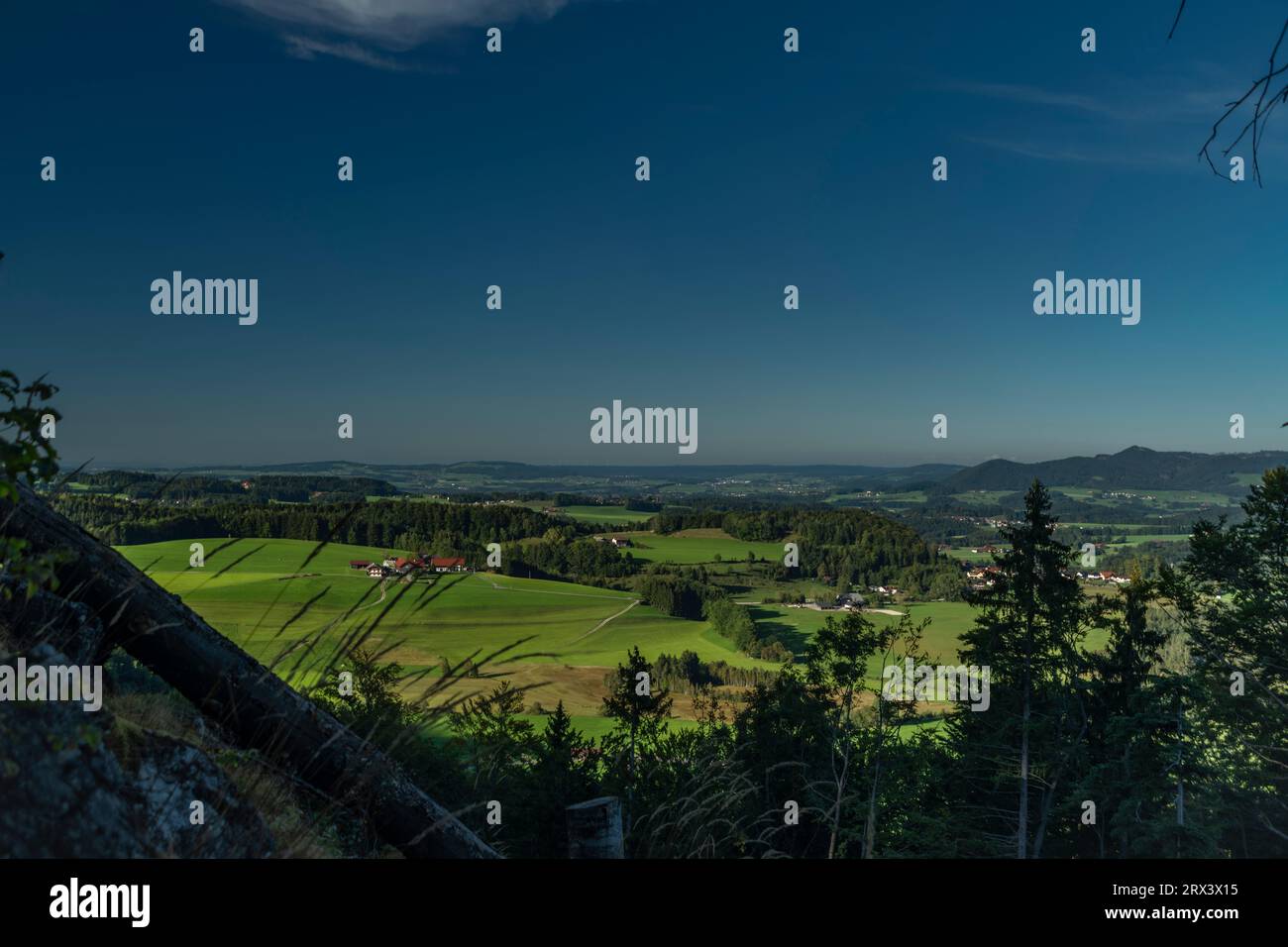 Sunny color view from path to Gaisberg hill over Salzburg city in summer hot evening Stock Photo ...