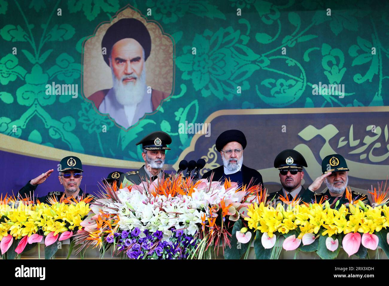 Tehran, Iran. 22nd Sep, 2023. Iranian President EBRAHIM RAISI (C ...
