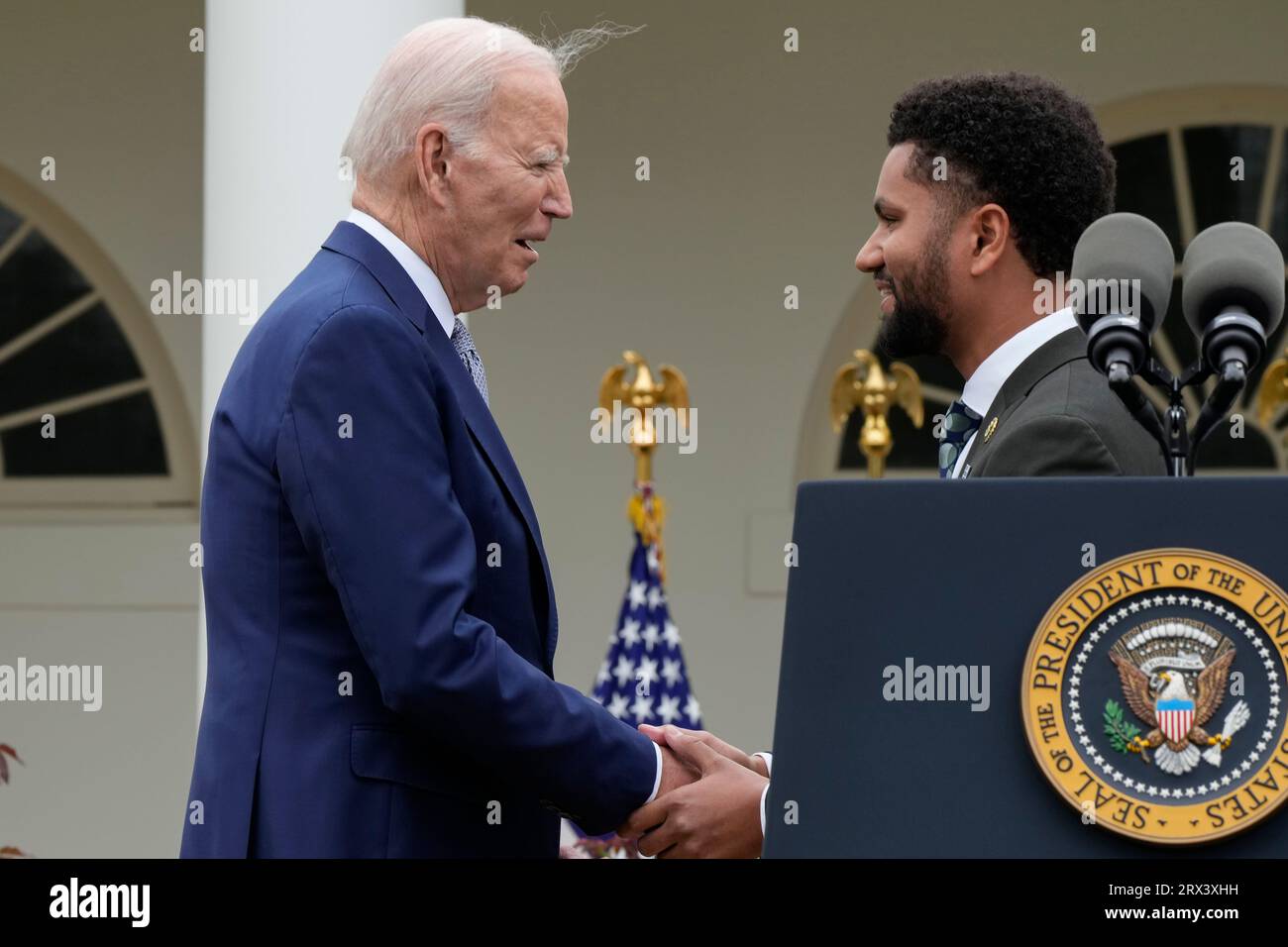 President Joe Biden shakes hands with Rep. Maxwell Frost, D-Fla ...