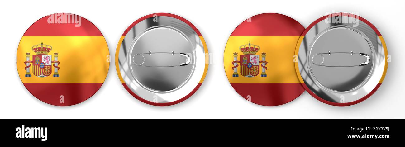 Spain - round badges with country flag on white background - 3D ...