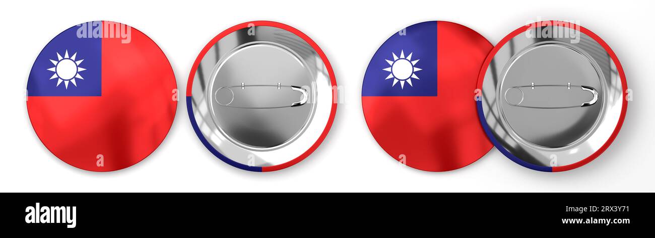 Taiwan - round badges with country flag on white background - 3D ...