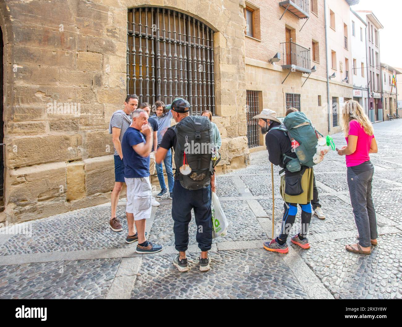 Pilgrims walking the Camino de Santiago, the way of St James ...