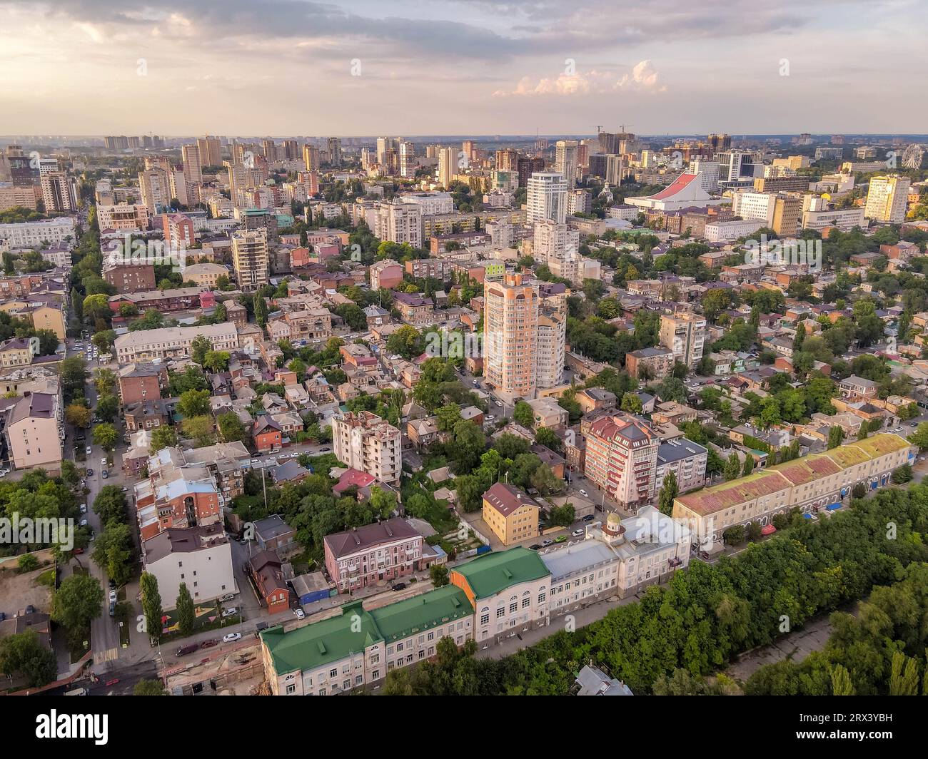 The panoramic aerial view of the city of Rostov-on-Don in southern ...