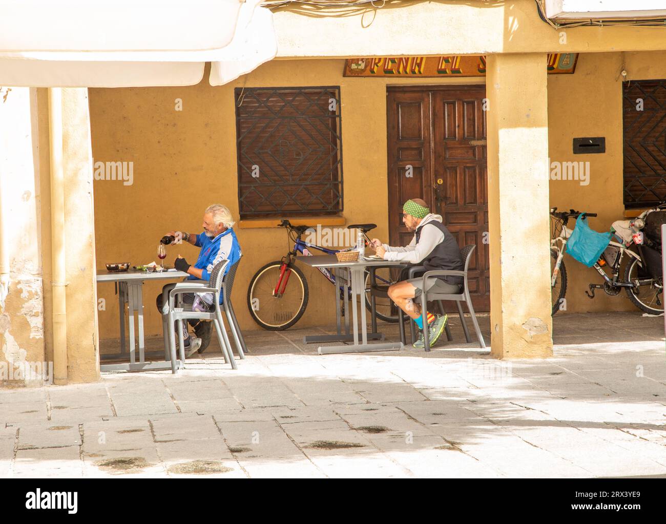 Pilgrims walking the Camino de Santiago pilgrimage route, the way of St ...